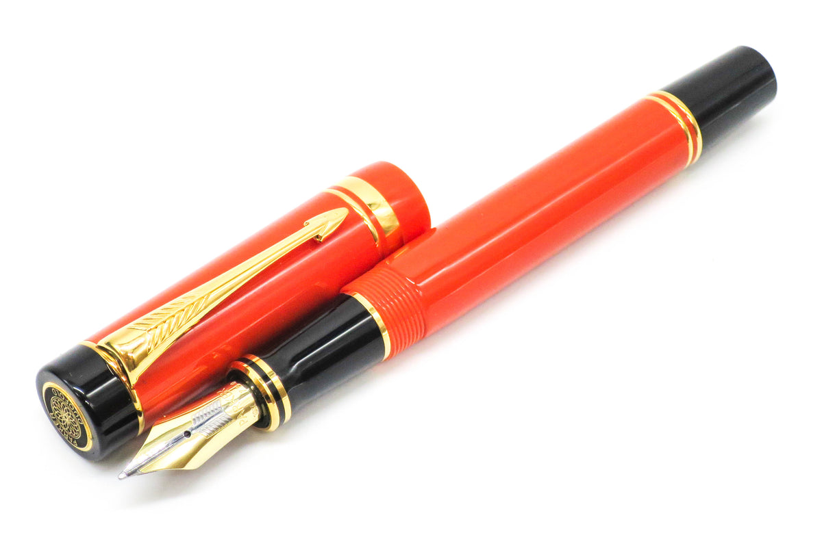 Parker Duofold Centennial Special Edition Orange Fountain Pen 18k Medi ...