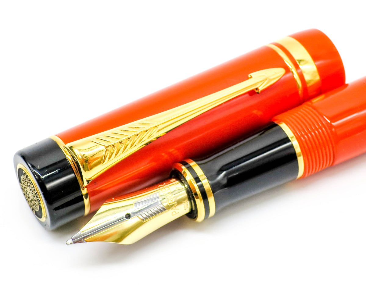 Parker Duofold Centennial Special Edition Orange Fountain Pen 18k Medi ...