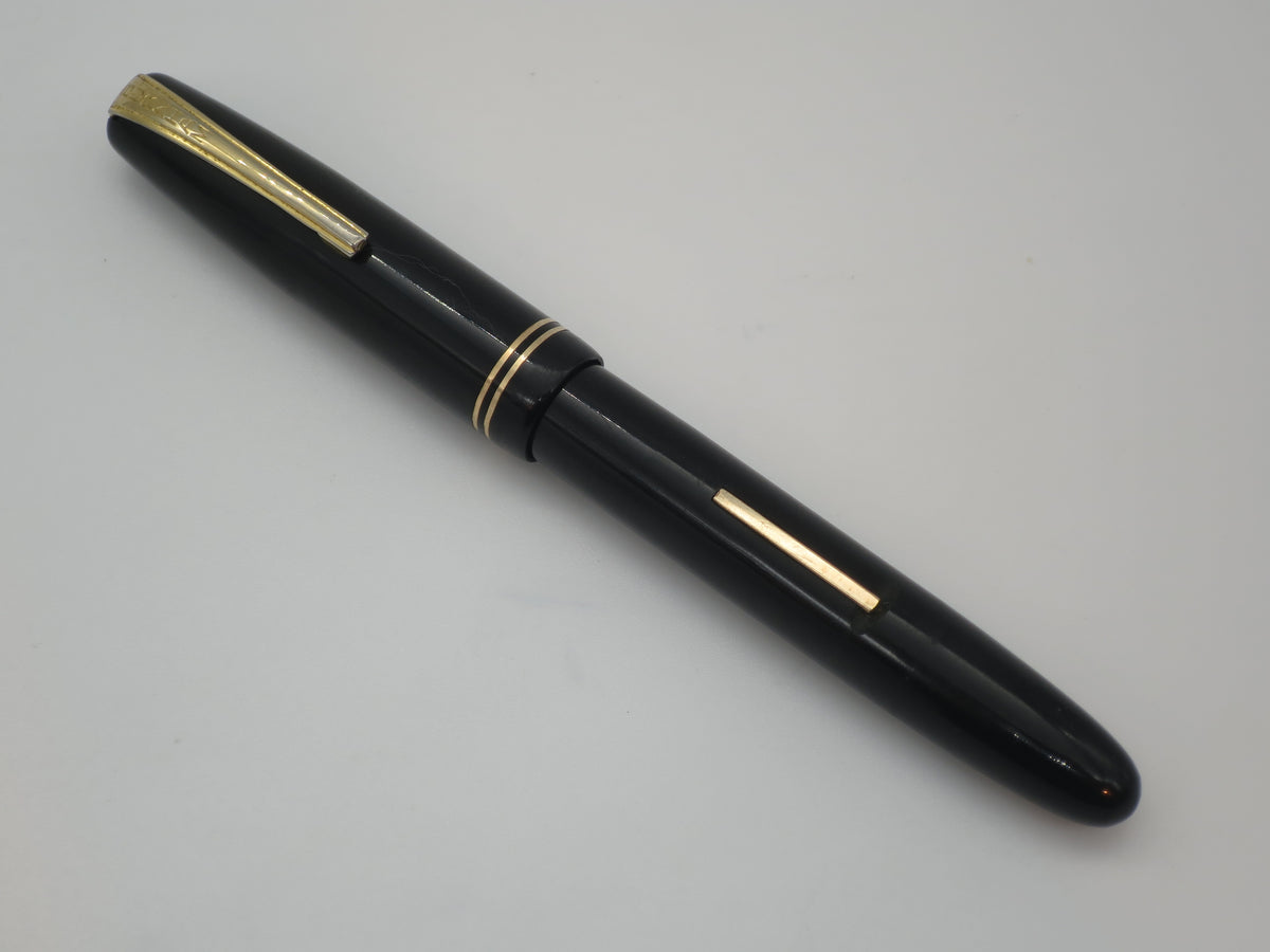 Vintage Black Burnham No.55 Lever Filled Fountain Pen 14k Gold Nib Ser ...