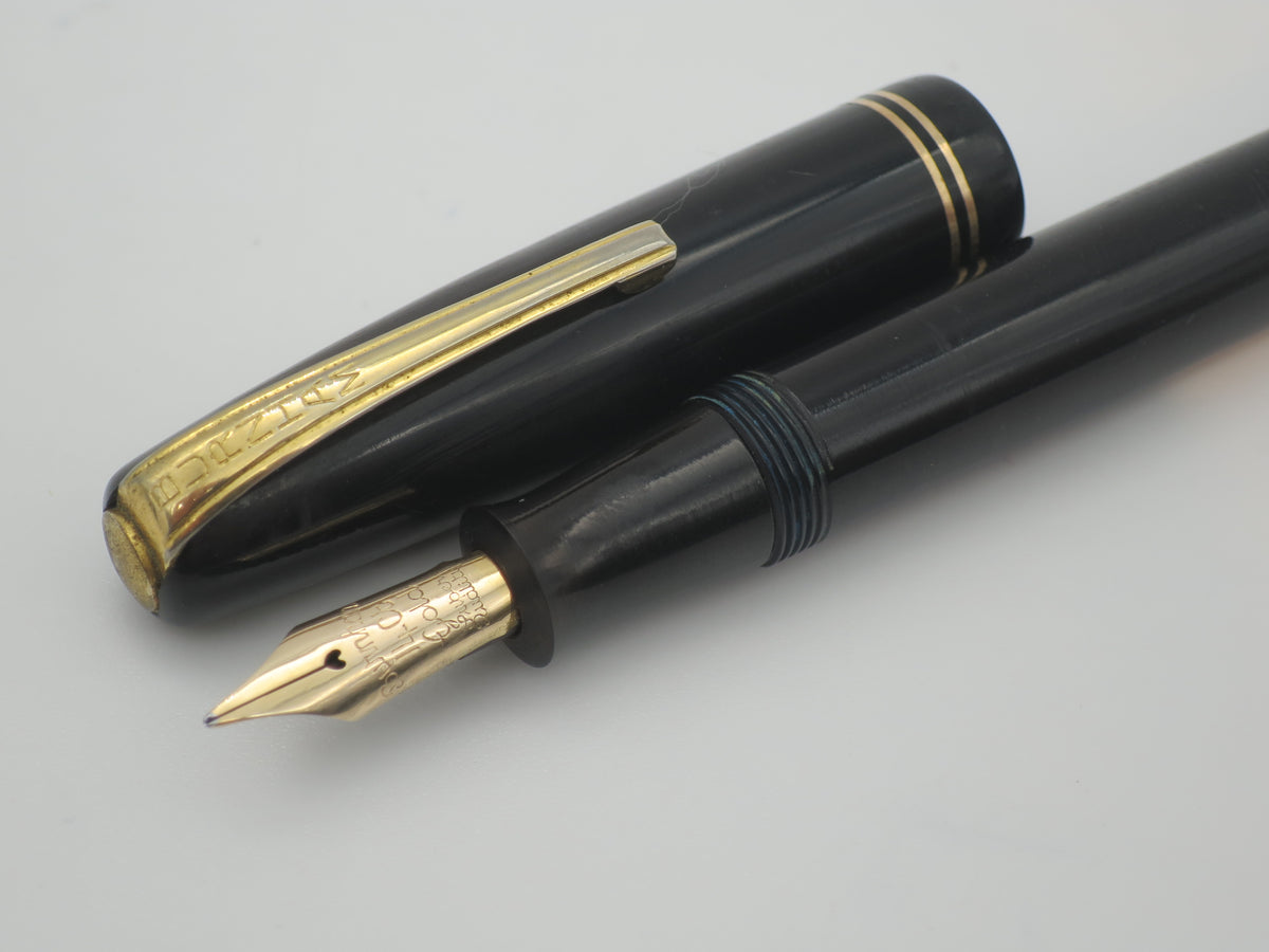 Vintage Black Burnham No.55 Lever Filled Fountain Pen 14k Gold Nib Ser ...